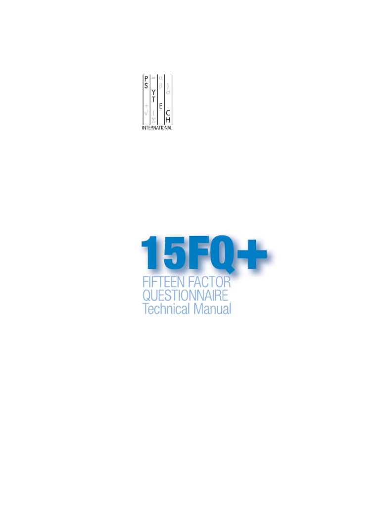 15FQ Man | PDF | Psychometrics | Behavioural Sciences