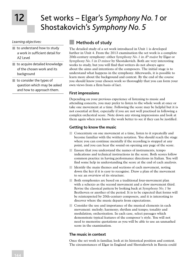 Elgar & Shostakovich Symphony Study Guide | PDF | Edward Elgar | Clef