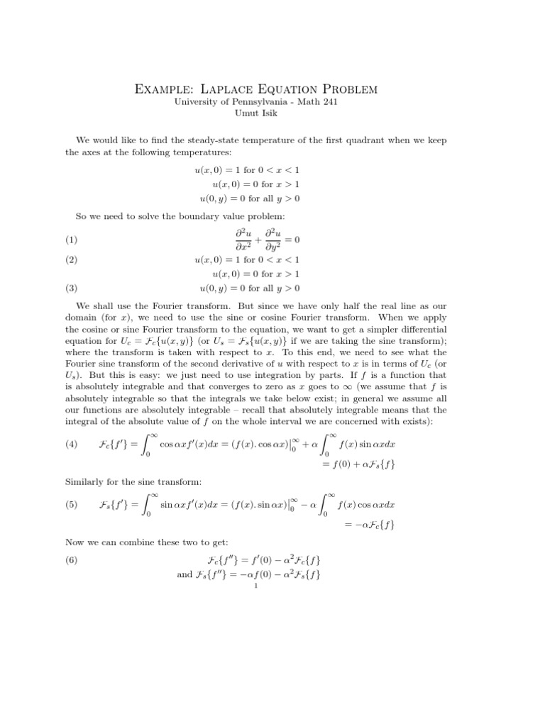 Example: Laplace Equation Problem | PDF | Sine | Trigonometric Functions