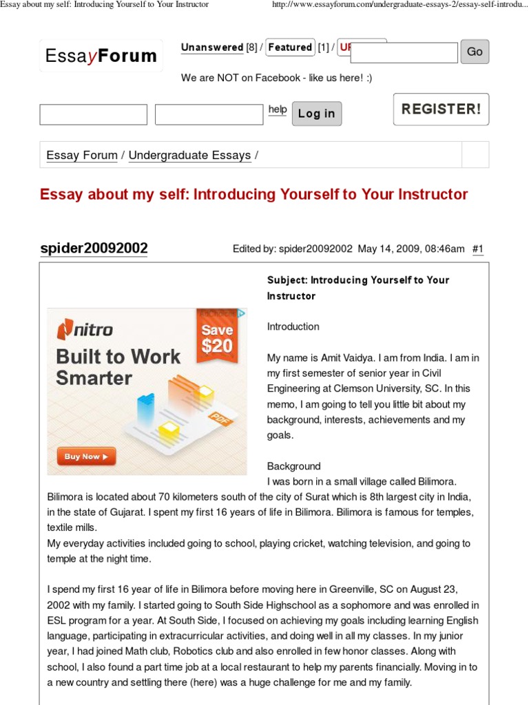 Introducing Yourself To Your Instructor | PDF | Cognition | Languages