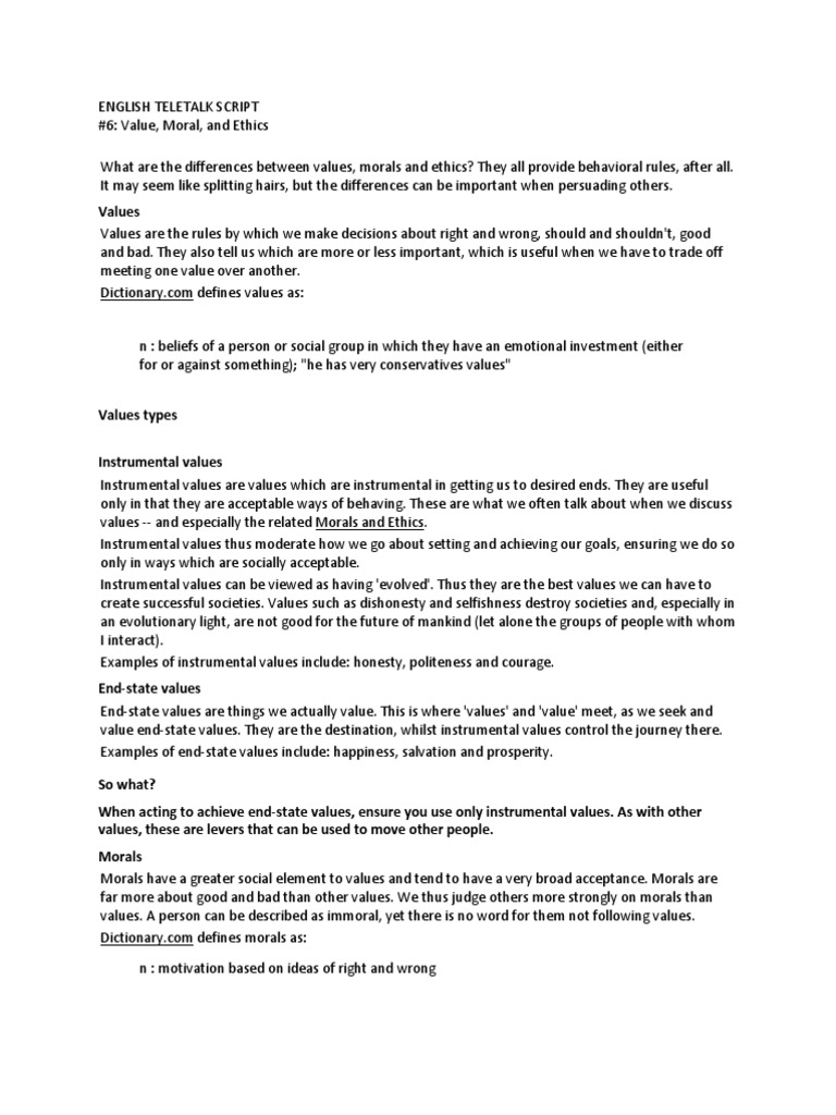 English Teletalk Script | PDF | Value (Ethics) | Morality