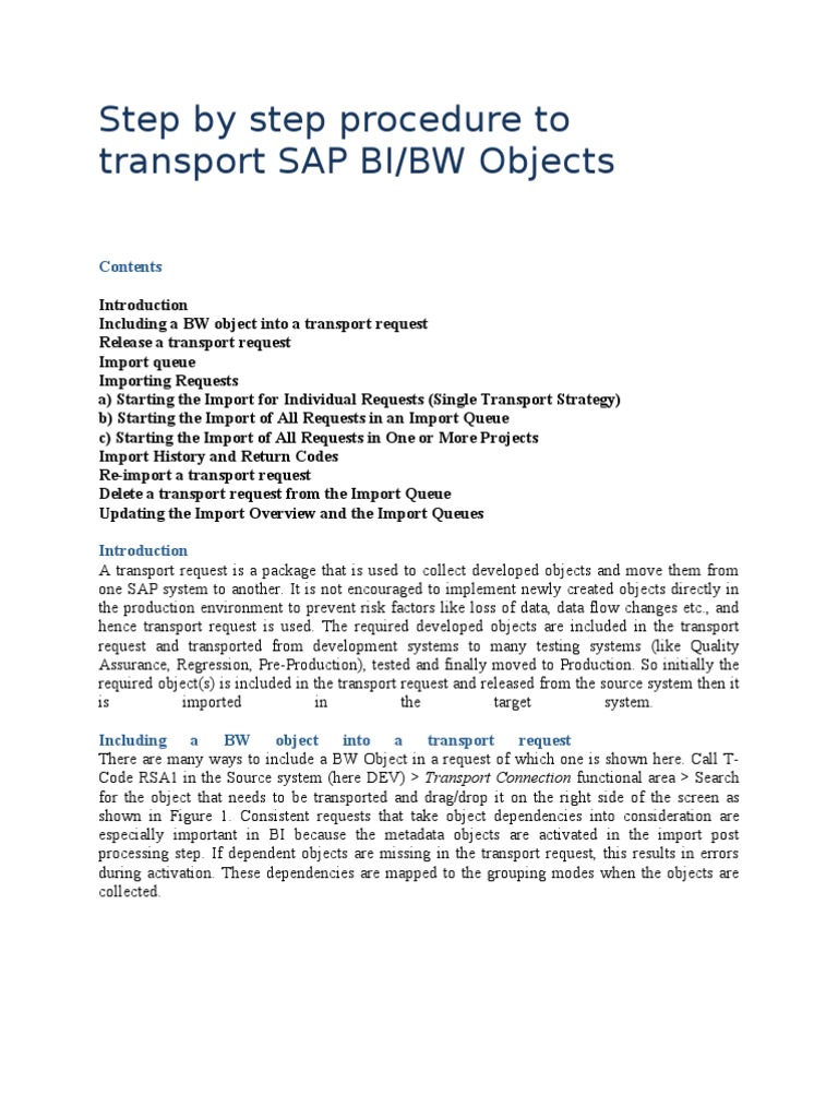 Step by Step Procedure To Transport SAP BI - BW Objects | PDF | Queue (Abstract Data Type ...