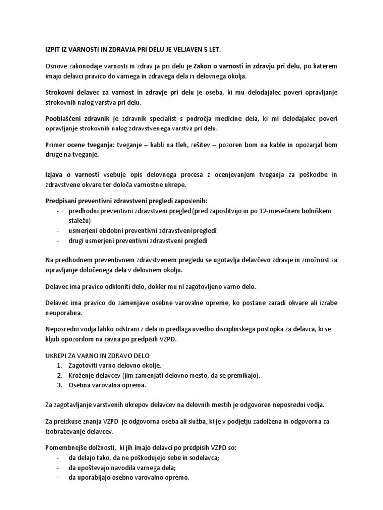 Varnost Pri Delu | PDF