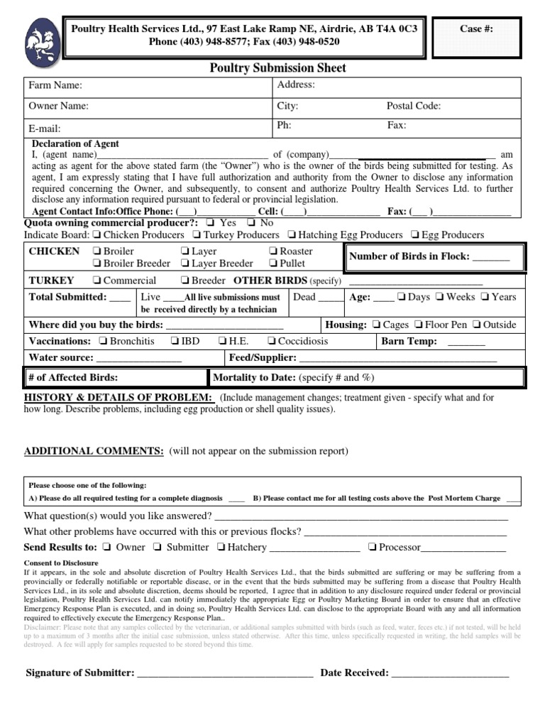 Poultry Submission Form Guide | PDF | Law | Science & Mathematics