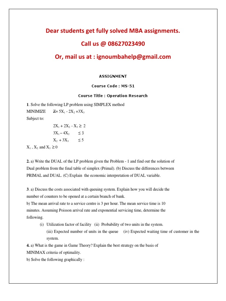 MS-51 Operation Research | PDF | Computers | Technology & Engineering