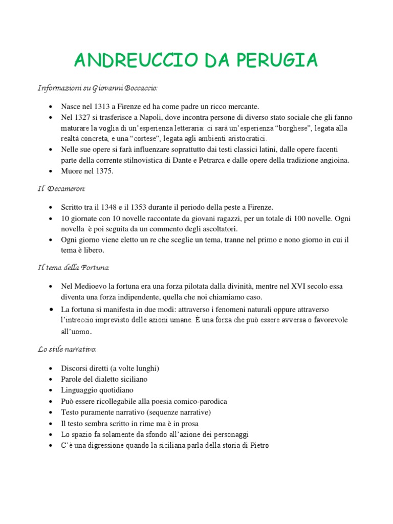 Andreuccio Da Perugia Breve Resumen Giovanni Boccaccio: Decameron II,5