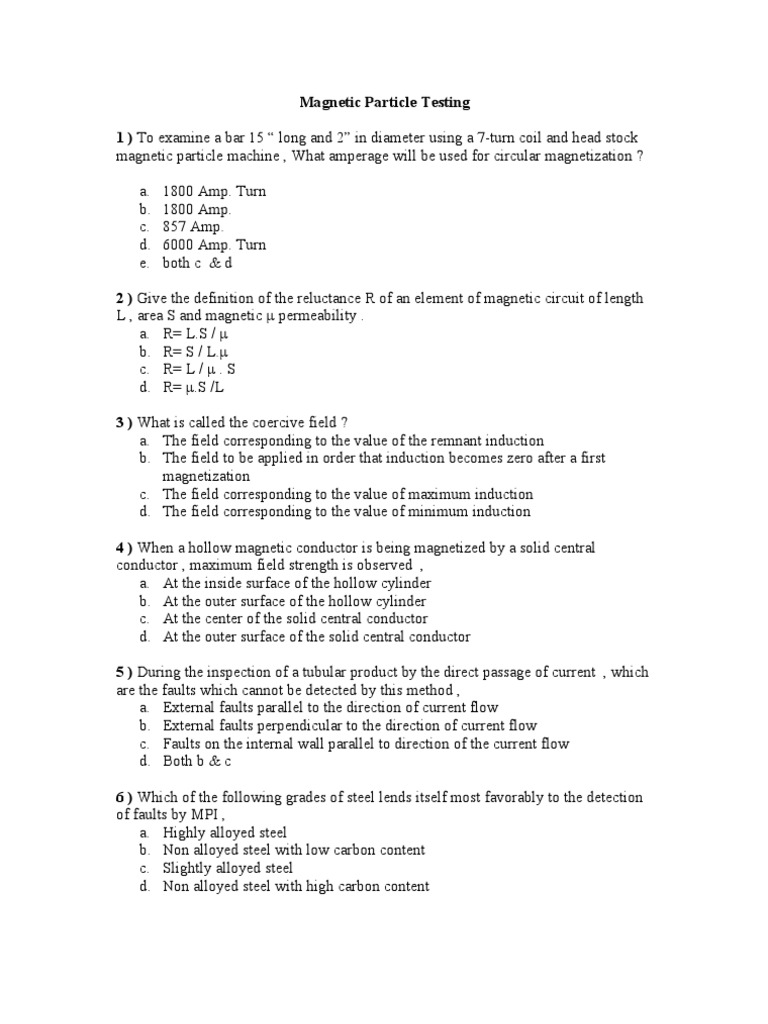 Magnetic Particle Testing | PDF | Inductor | Ferromagnetism