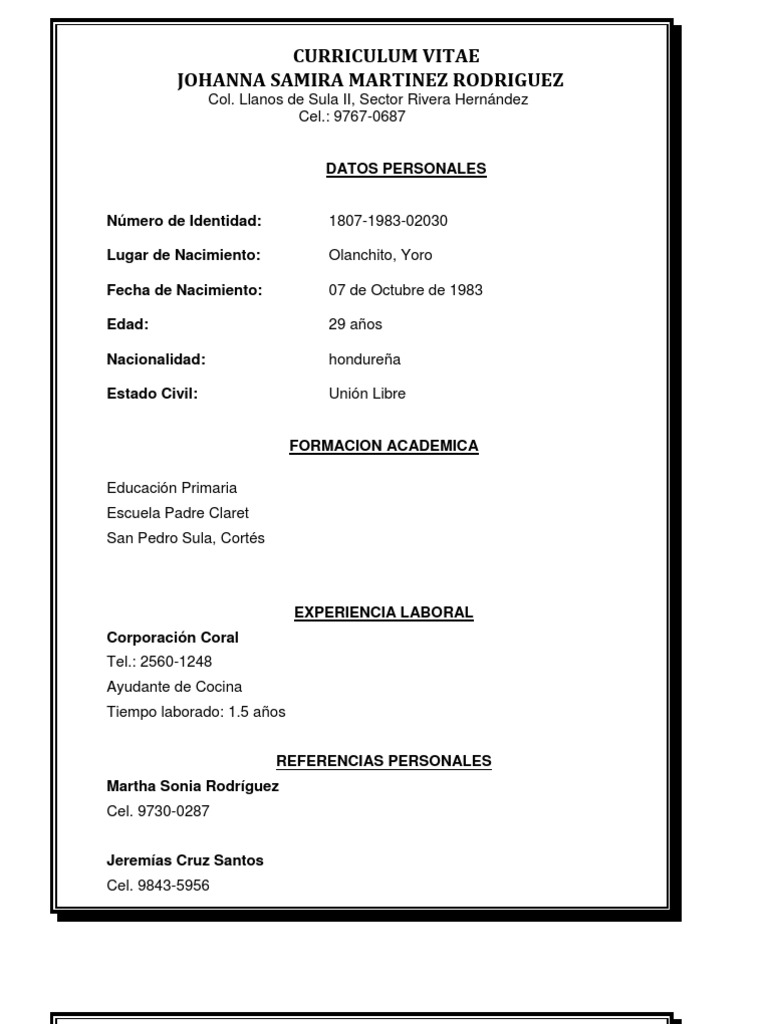 Curriculum Vitae Johanna Samira Martinez Rodriguez | PDF