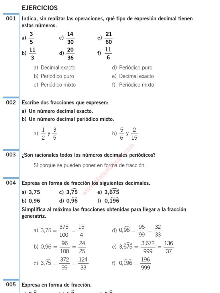 Fracciones - Numeros Racionales Ejercicios Resueltos | PDF | Número ...