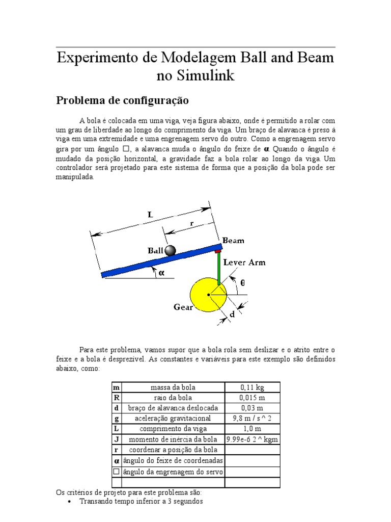 Ball and Beam (Simulink) | PDF | Janela (informática) | Matlab