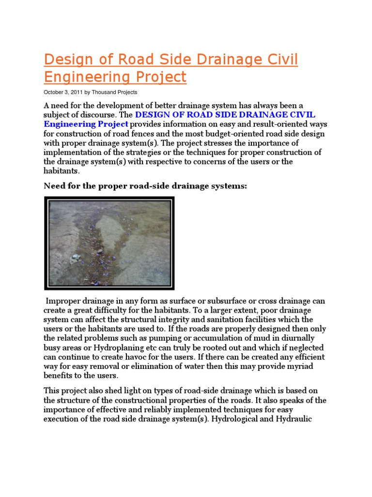 Road Side Drainage Matter | PDF | Civil Engineering | Road
