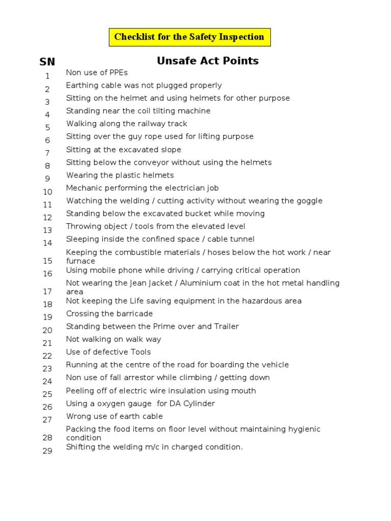 Safety Inspection Checklist | PDF | Business