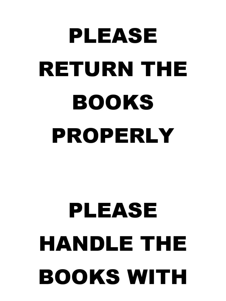 Please Return The Books Properly | PDF