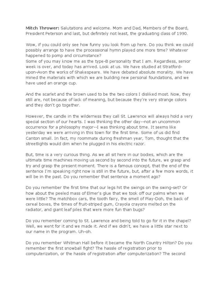 Valedictory Address (Sample) | PDF