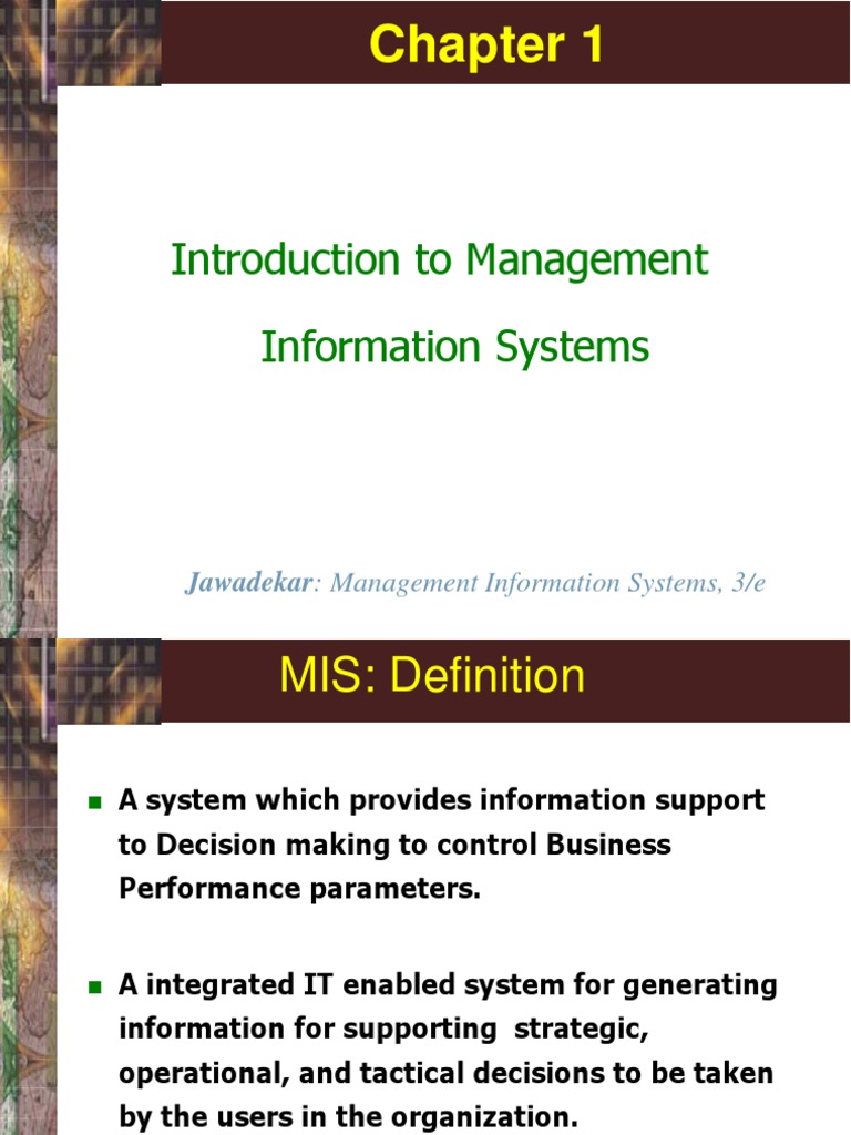 mis background | Management Information System | Goal