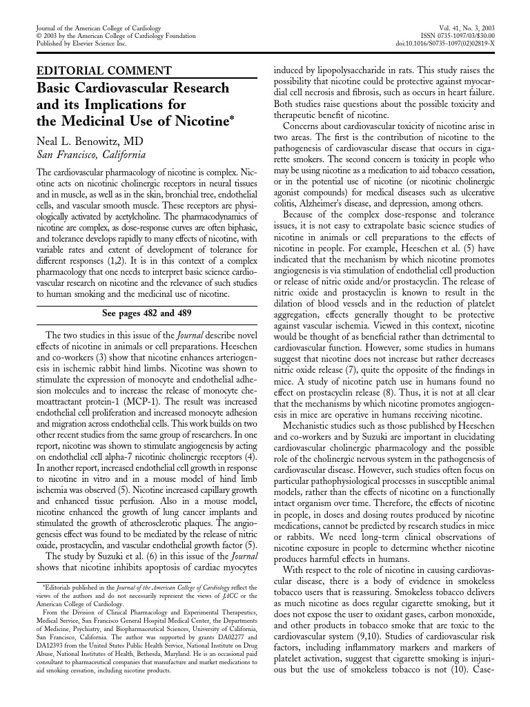 Basic Cardiovascular Research | PDF | Nicotine | Cardiovascular Diseases