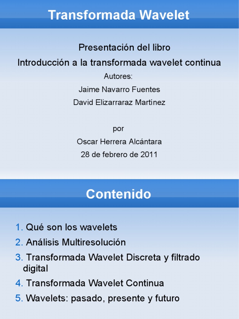 Introducción a la Transformada Wavelet | PDF | Wavelet | Procesamiento de imágenes