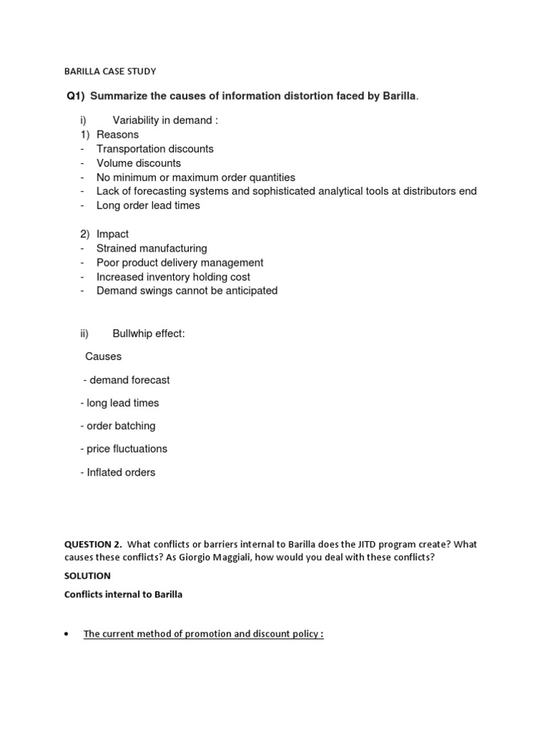 Barilla Case Study Solution | PDF | Inventory | Logistics