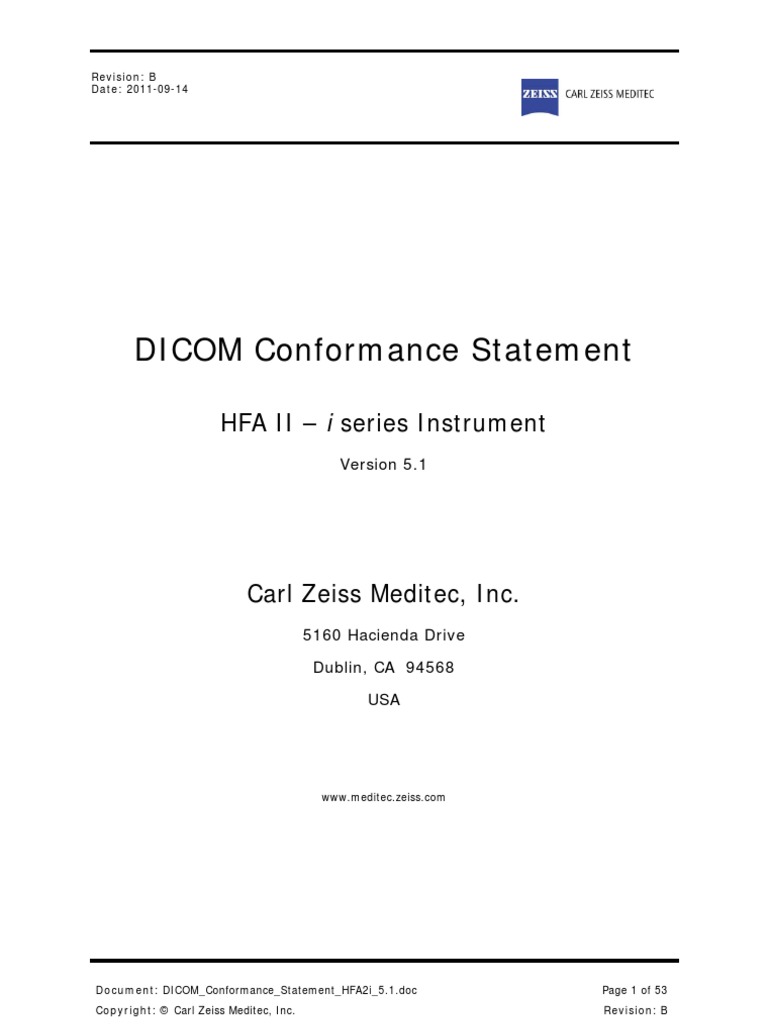 DICOM Conformance Statement HFA2i 5.1 PDF | PDF | Information Retrieval | Data Compression