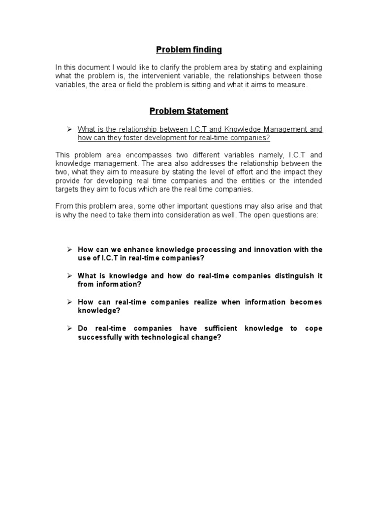 Problem Statement PDF Information Technology Knowledge Management