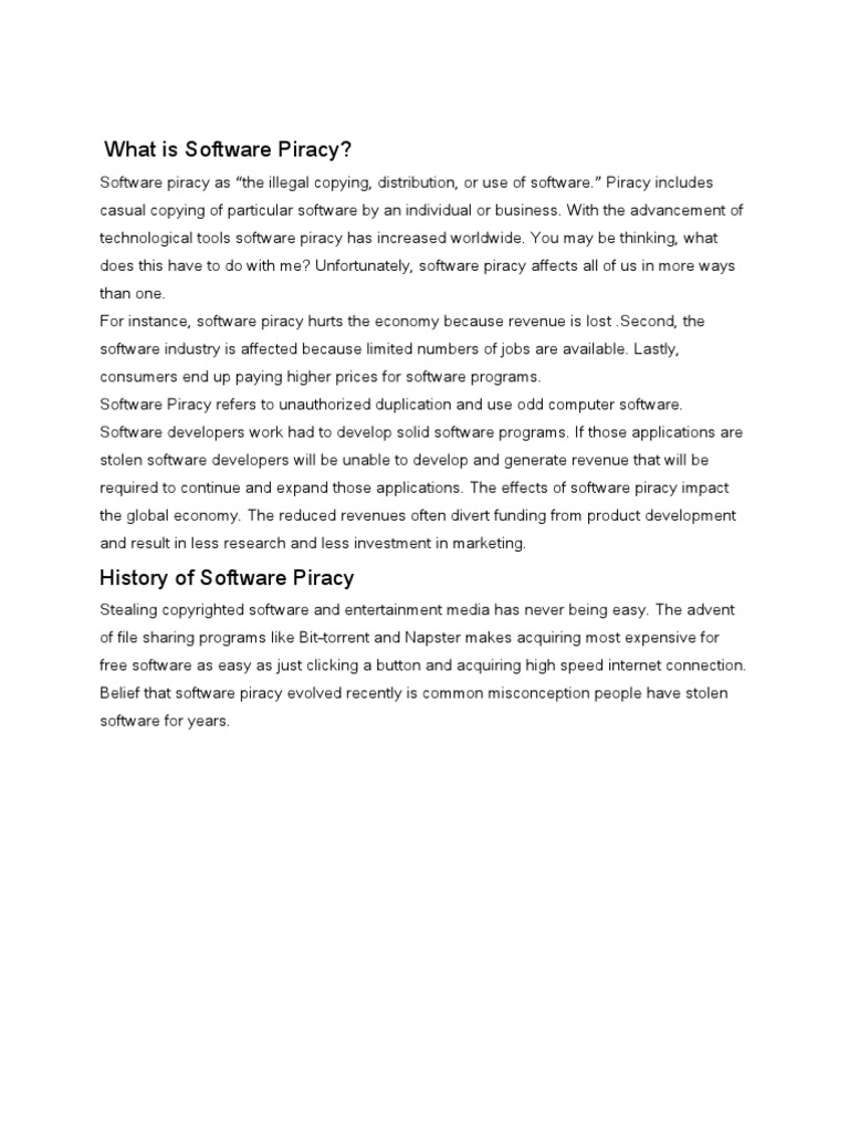 What Is Software Piracy Pdf Copyright Infringement Intellectual