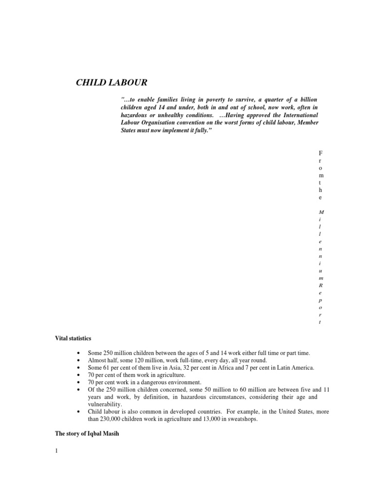 Iqbal Masih: A Child Labor Hero | PDF | International Labour ...
