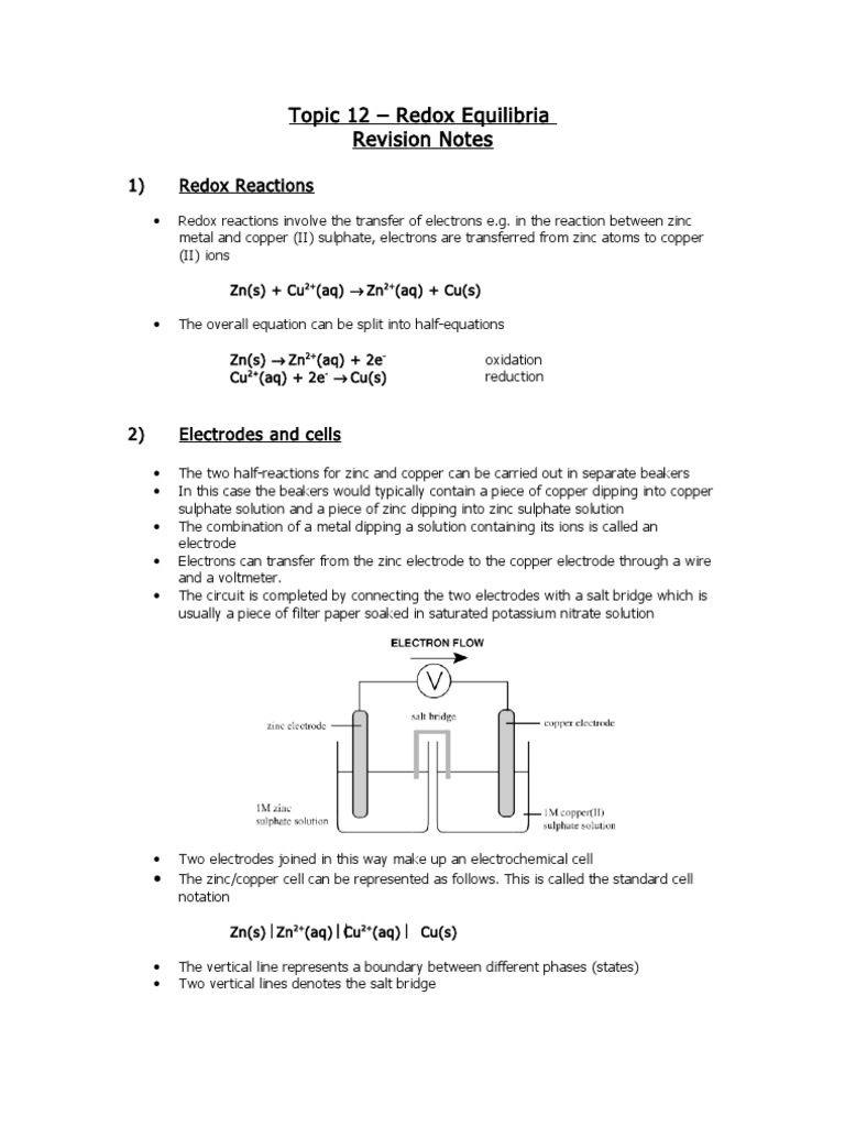 Redox Equilibria and Electrochemical Cells | PDF | Redox | Battery ...