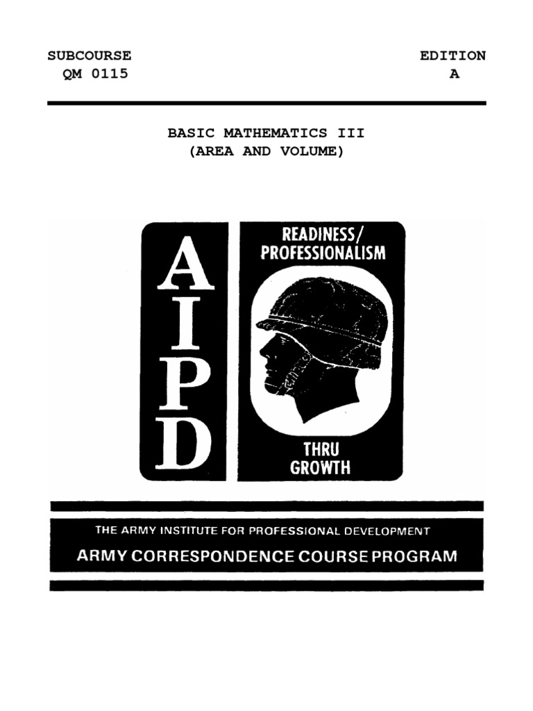 Army Basic Mathematics III Area and Volume | PDF | Area | Circle