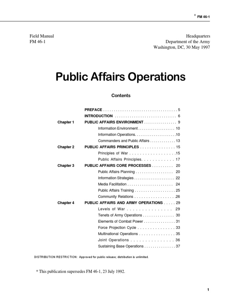 Army Public Affairs Operations | PDF