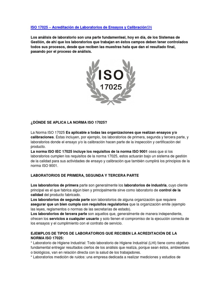 Iso 17025 | PDF | Laboratorios | Calidad (comercial)