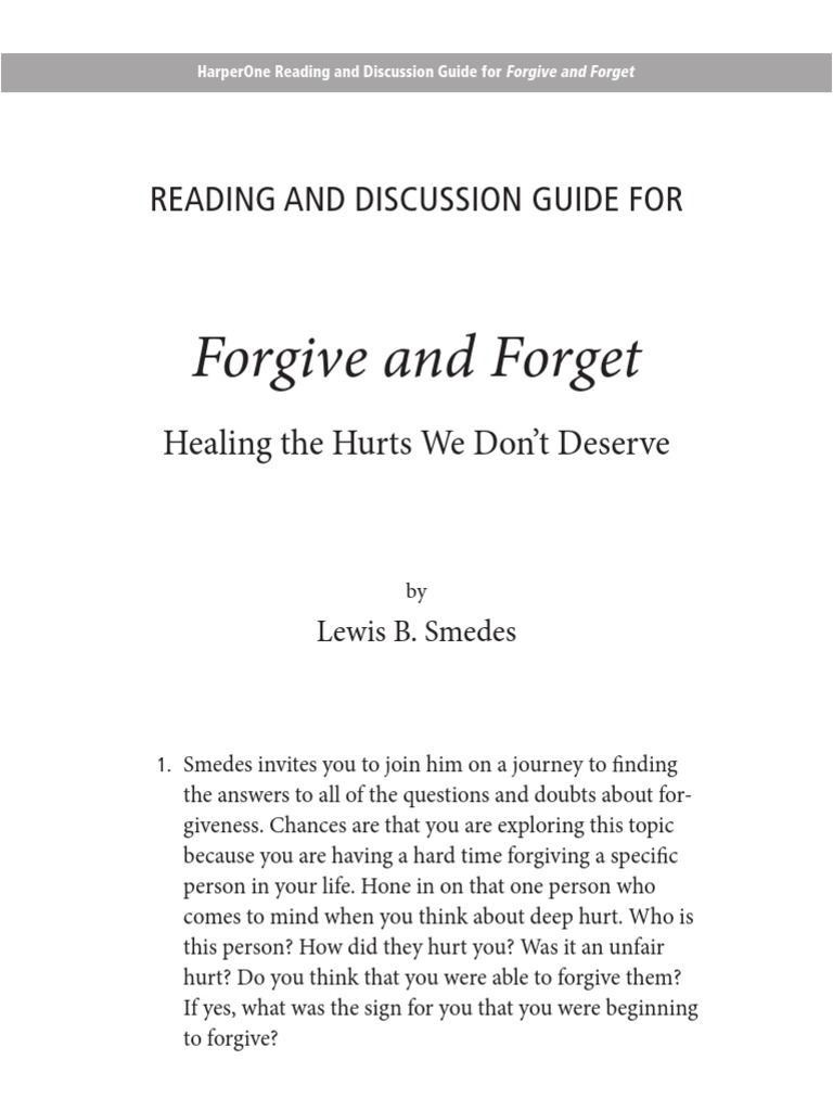 Forgive and Forget: Reading and Discussion Guide For | PDF ...