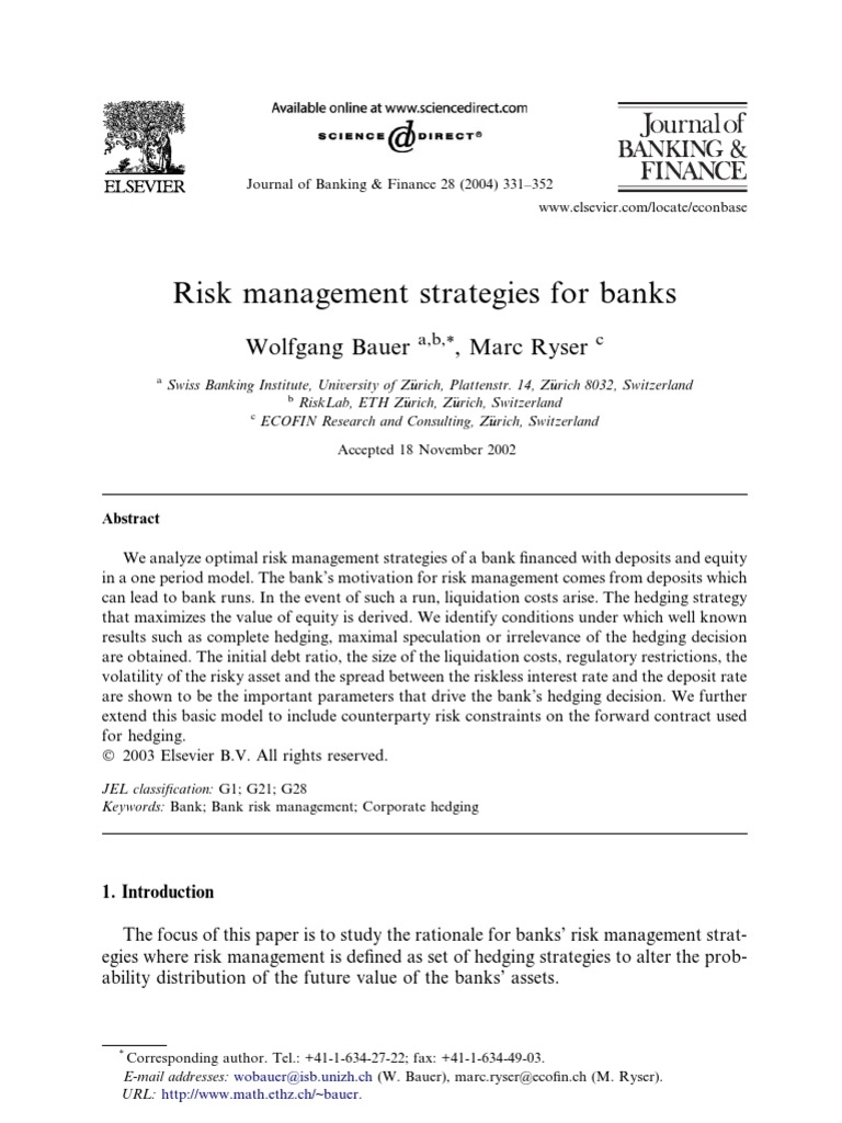Optimal Risk Management for Banks | PDF | Bank Run | Capital Structure
