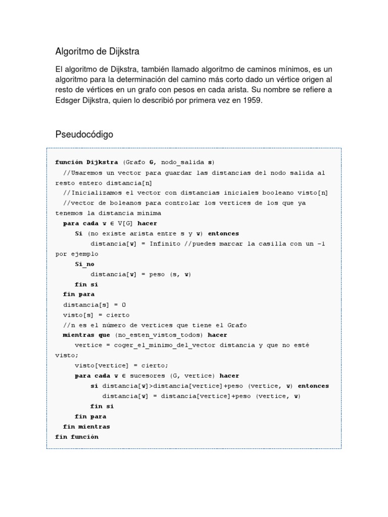 Algoritmo de Dijkstra | PDF | Teoría de grafos | Análisis matemático