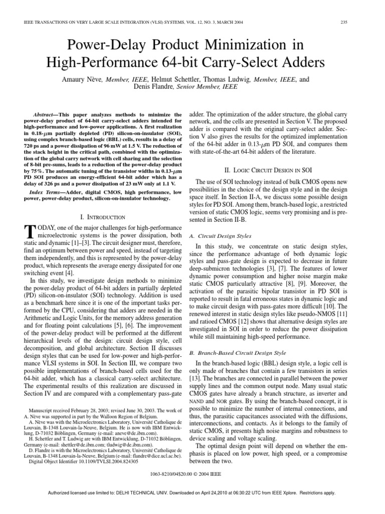 Power-Delay Product Minimization | PDF | Logic Gate | Cmos