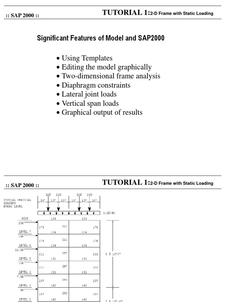 Tutorial 1: Significant Features of Model and SAP2000 | PDF | Framing ...