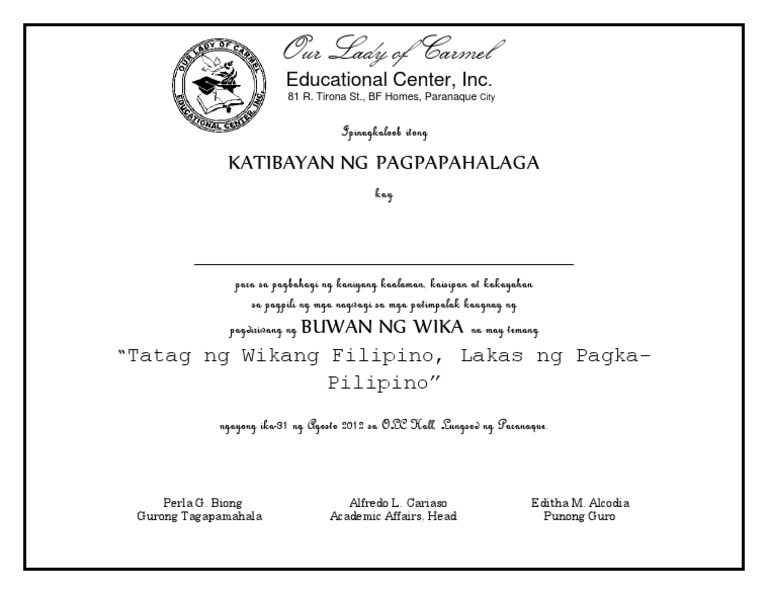 Certificate of Appreciation For The Judges 2012 | PDF