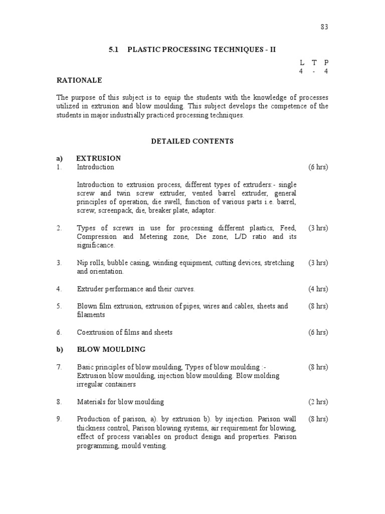 Plastic Processing Techniques | PDF | Extrusion | Human Resource Management