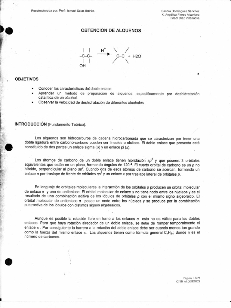 Obtencion de Alquenos | PDF | Alqueno | Compuestos de hidrógeno