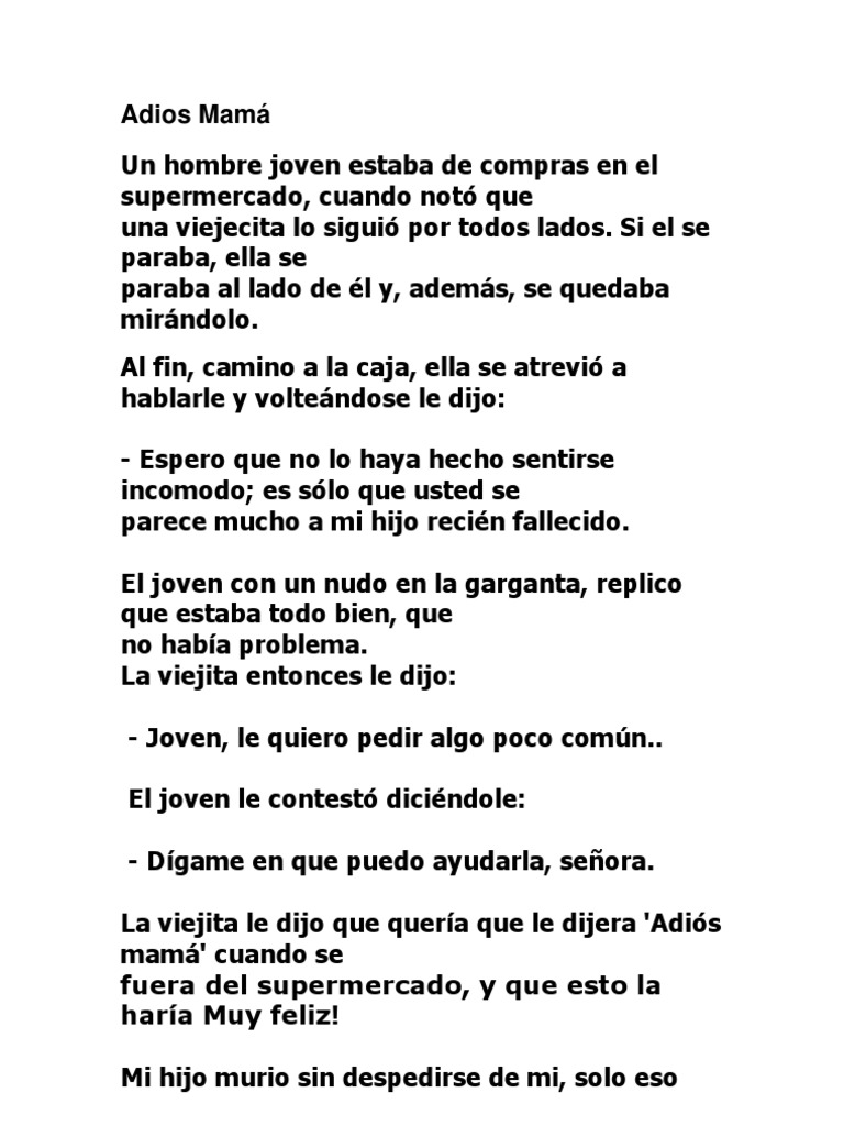Despedida a Mamá en el Supermercado | PDF