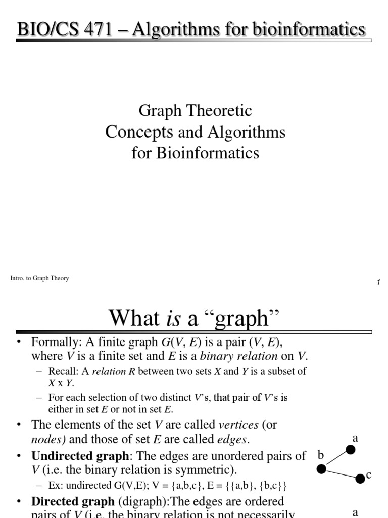 BIO/CS 471 - Algorithms For Bioinformatics: Concepts | PDF | Vertex (Graph Theory) | Graph Theory