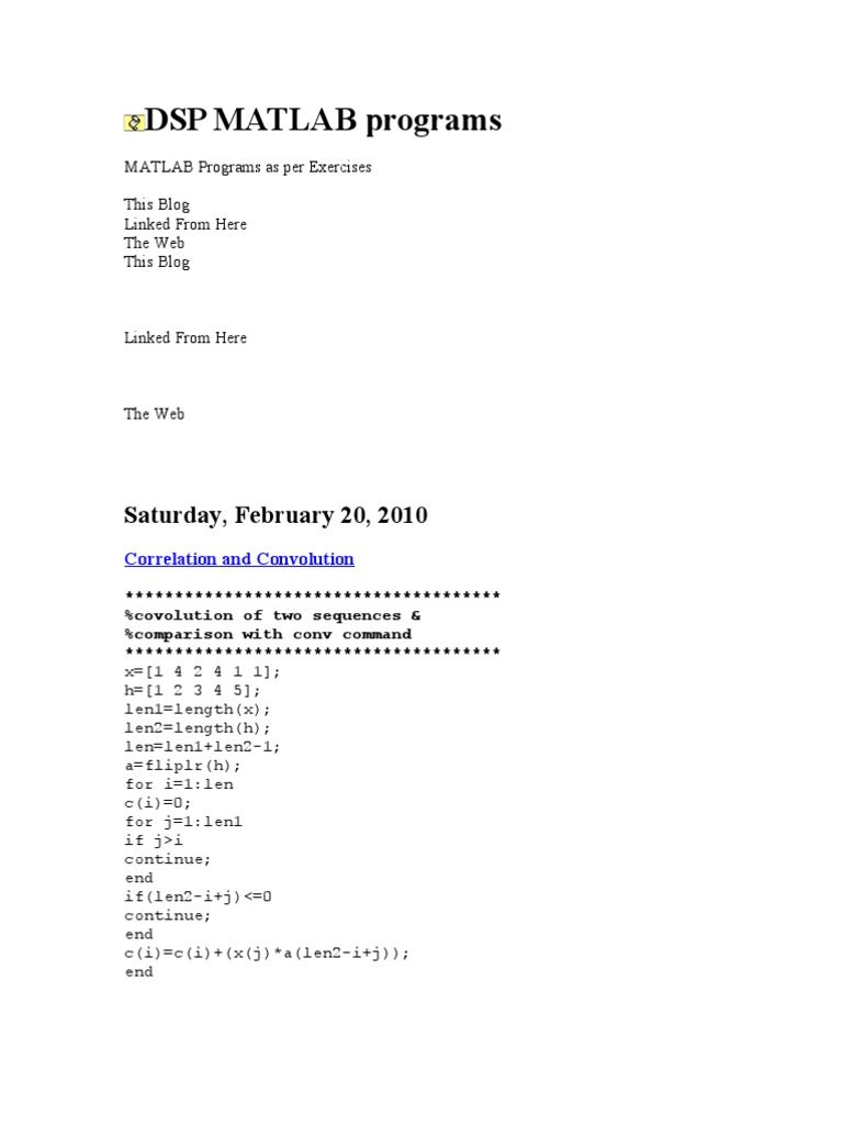 DSP Matlab Programs | PDF | Applied Mathematics | Telecommunications DSP Matlab Programs | PDF | Applied Mathematics | Telecommunications