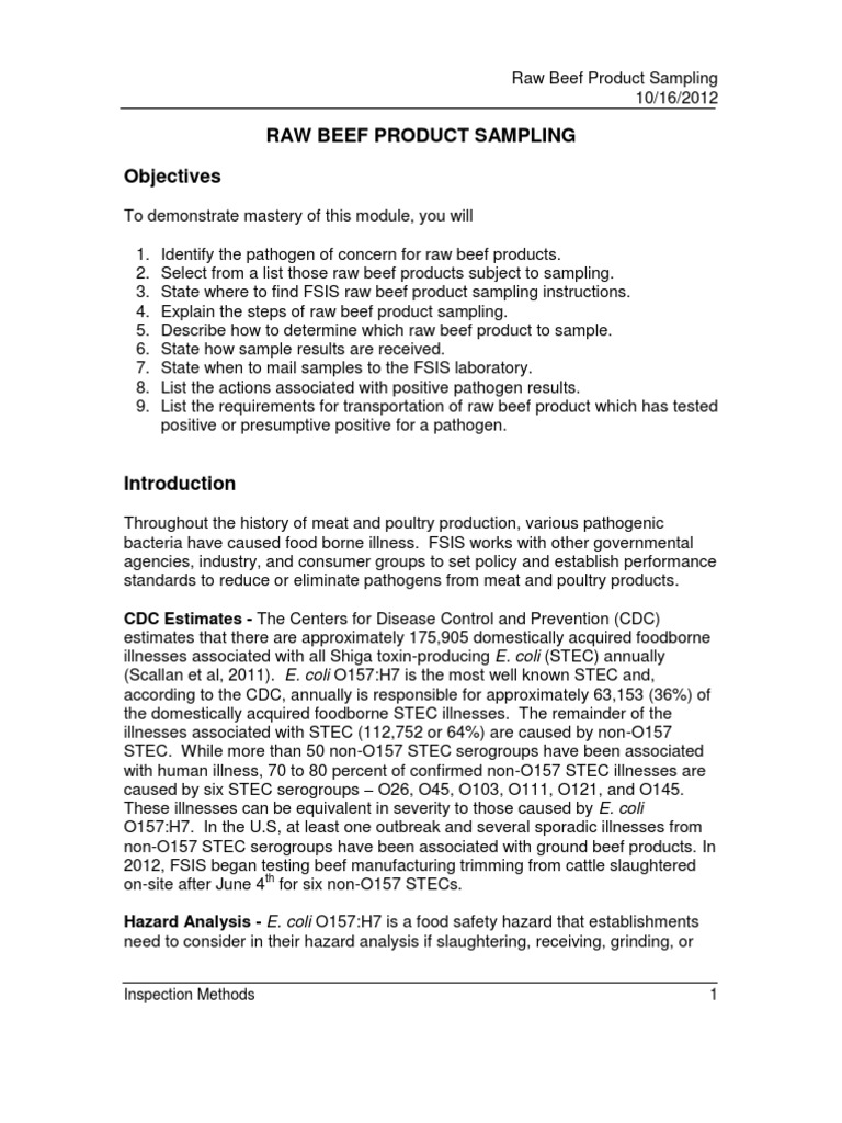 29 IM Raw Beef Prod Sampling | PDF | Beef | Ground Beef