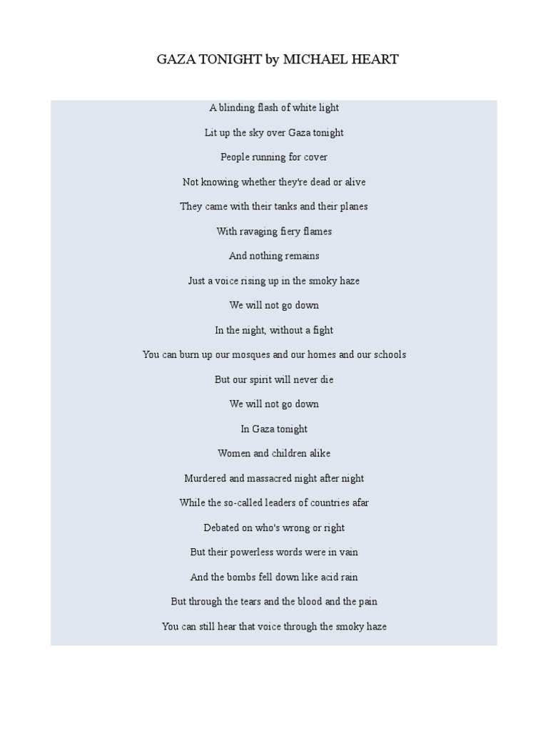 Gaza Tonight: A Song of Resilience | PDF | Poetry
