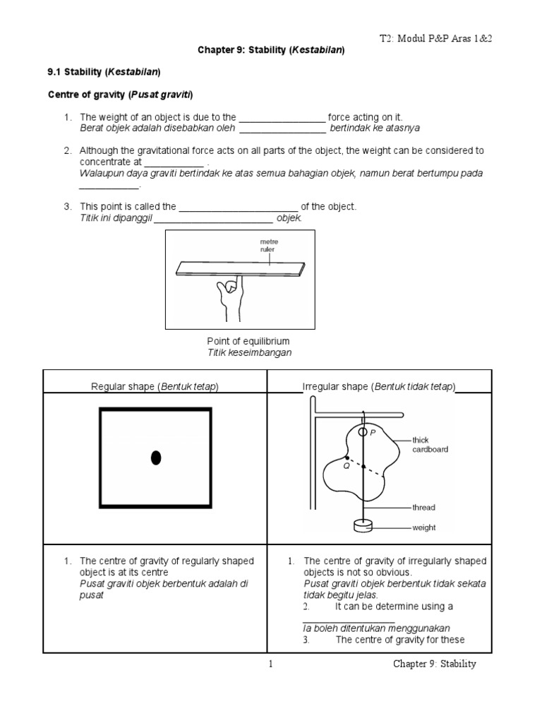 T2: Modul P&P Aras 1&2: Chapter 9: Stability (Kestabilan) 9.1 Stability ...