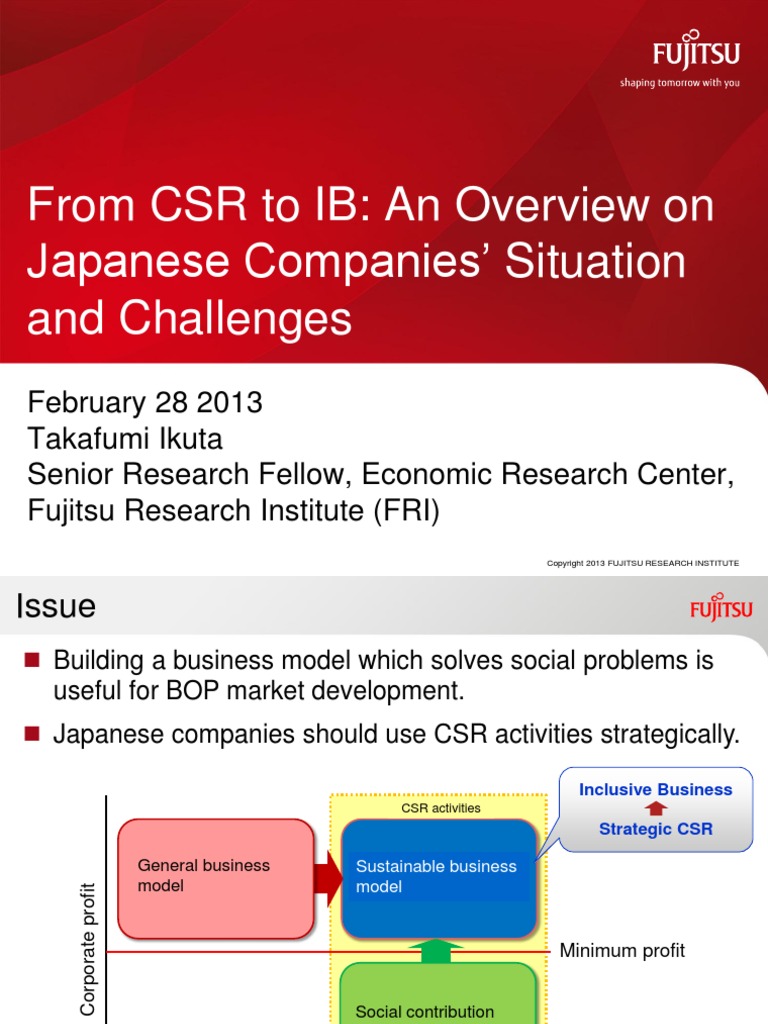 From CSR To IB: An Overview On Japanese Companies' Situation and ...