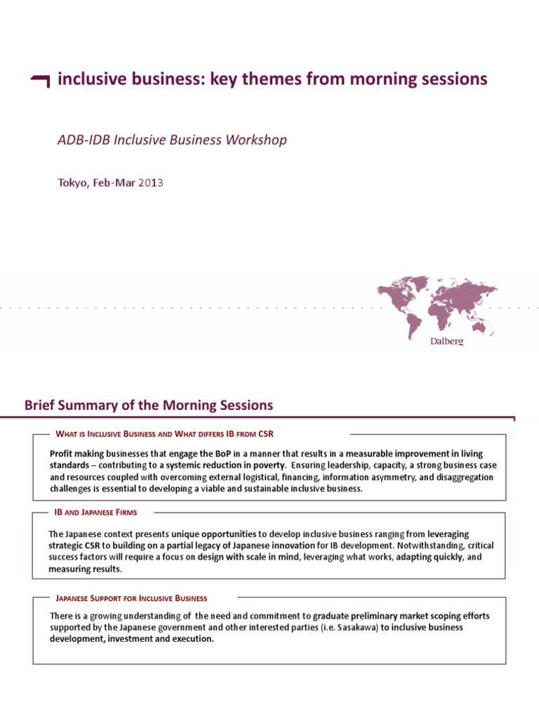 Key Themes in Inclusive Business Strategies | PDF | Logistics | Social ...