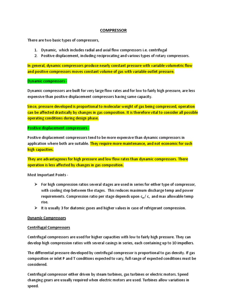 Compressor: Dynamic Compressors Centrifugal Compressors | PDF | Gas ...