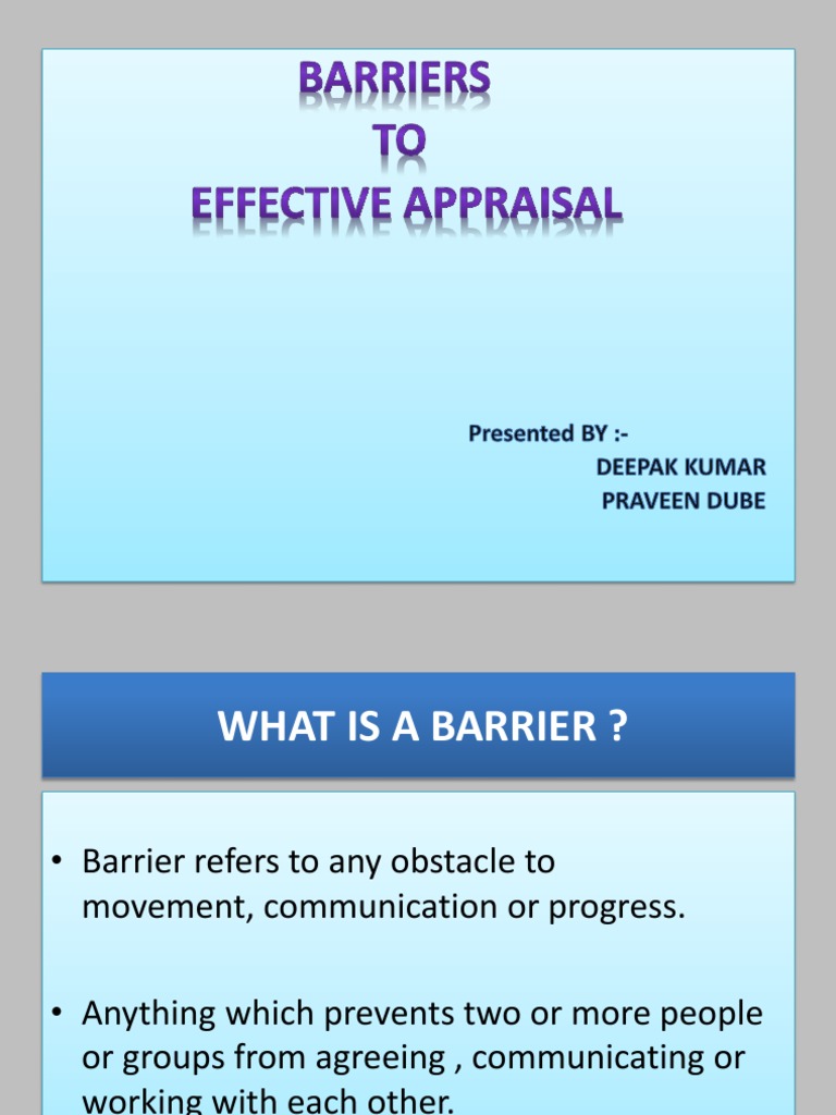 HR Final Barriers To Effective Performance Appraisal | Performance ...