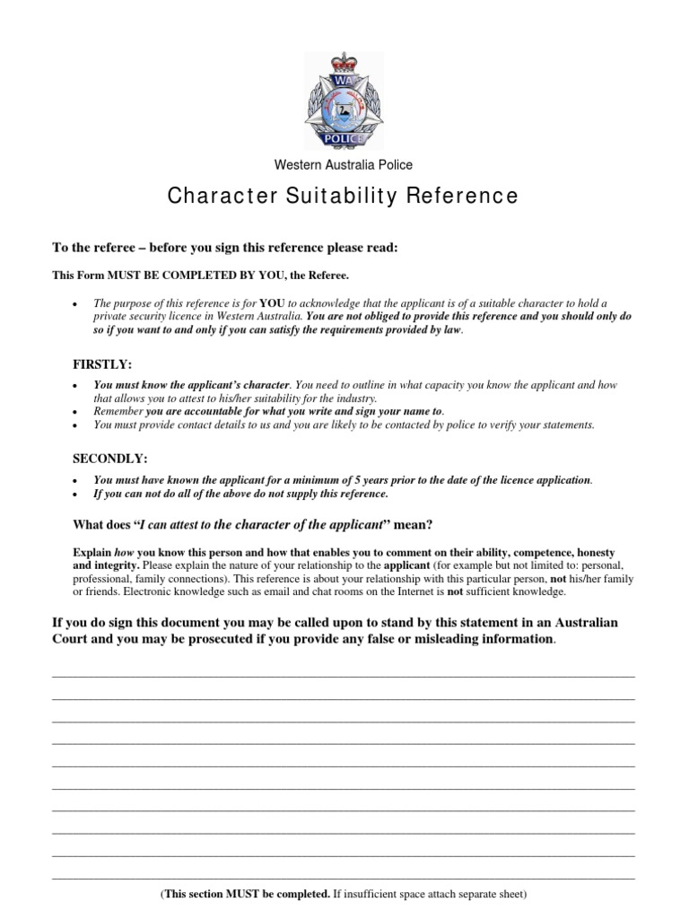 Police Character Reference Guidelines | PDF | Common Law | Government ...