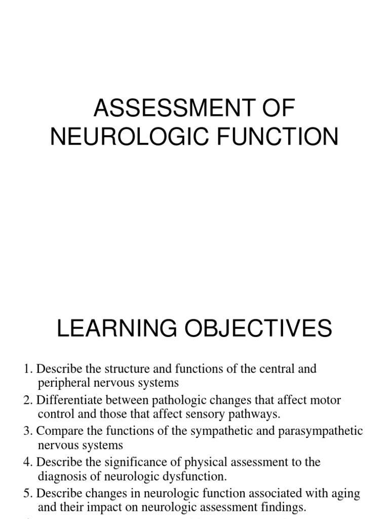 Assessment of Neurologic Function - 2012 | PDF | Neurotransmitter | Neuron